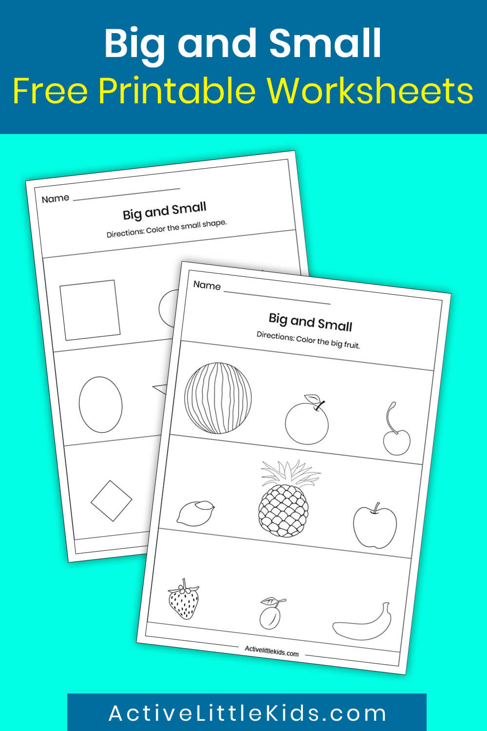 Big and small worksheets for preschool - Active Little Kids