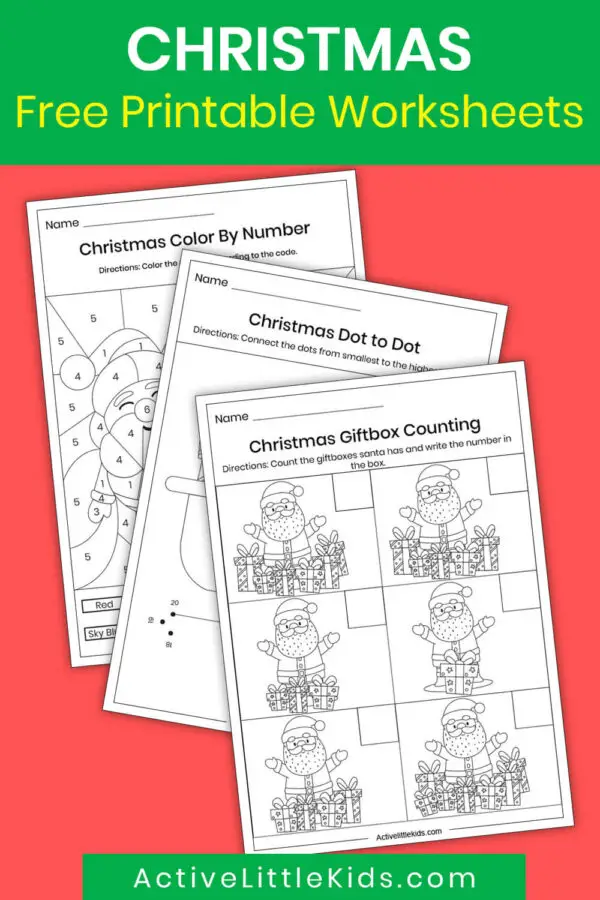 Christmas Worksheets for Kindergarten - Active Little Kids