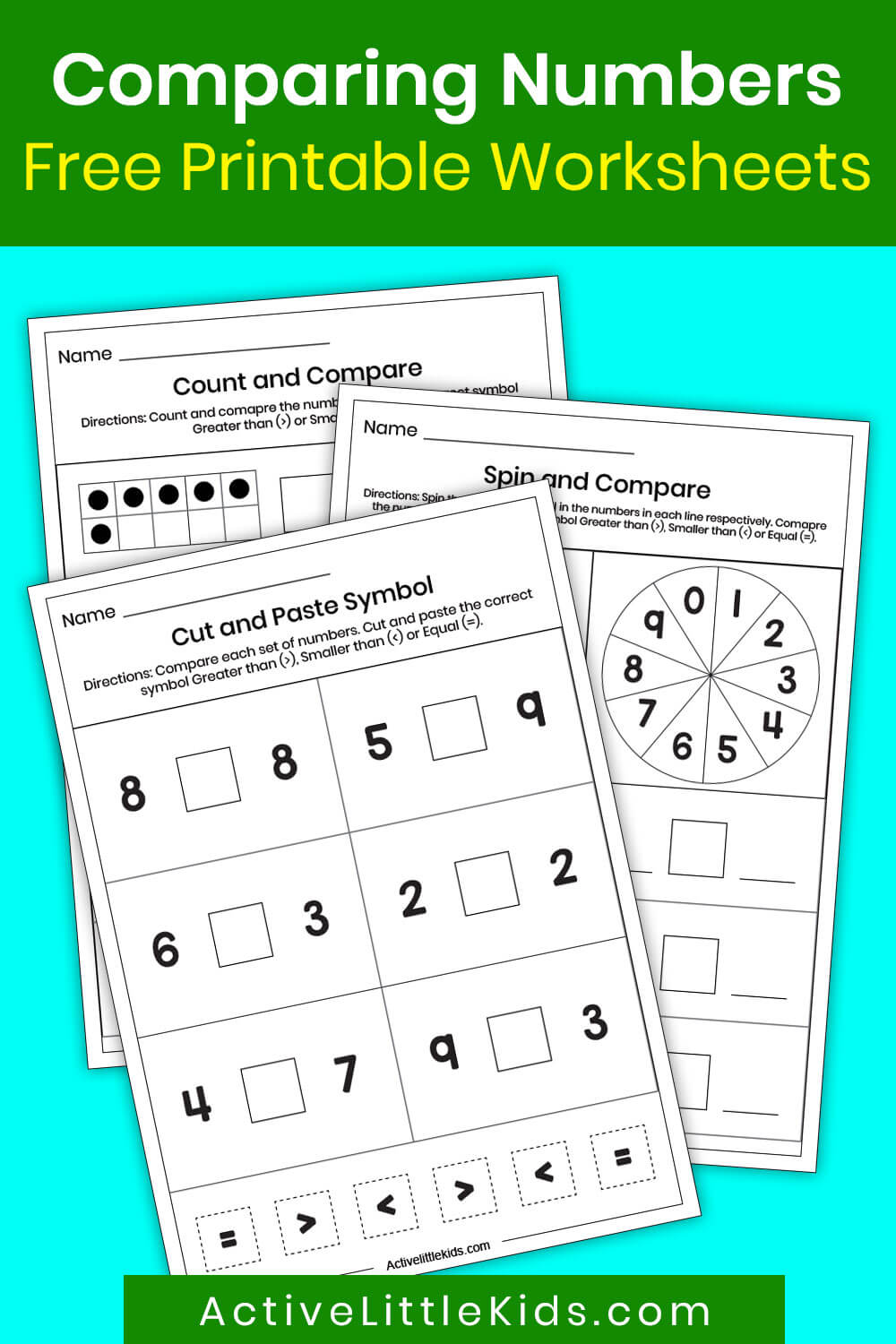 Comparing Numbers Worksheets for Kindergarten - Active Little Kids