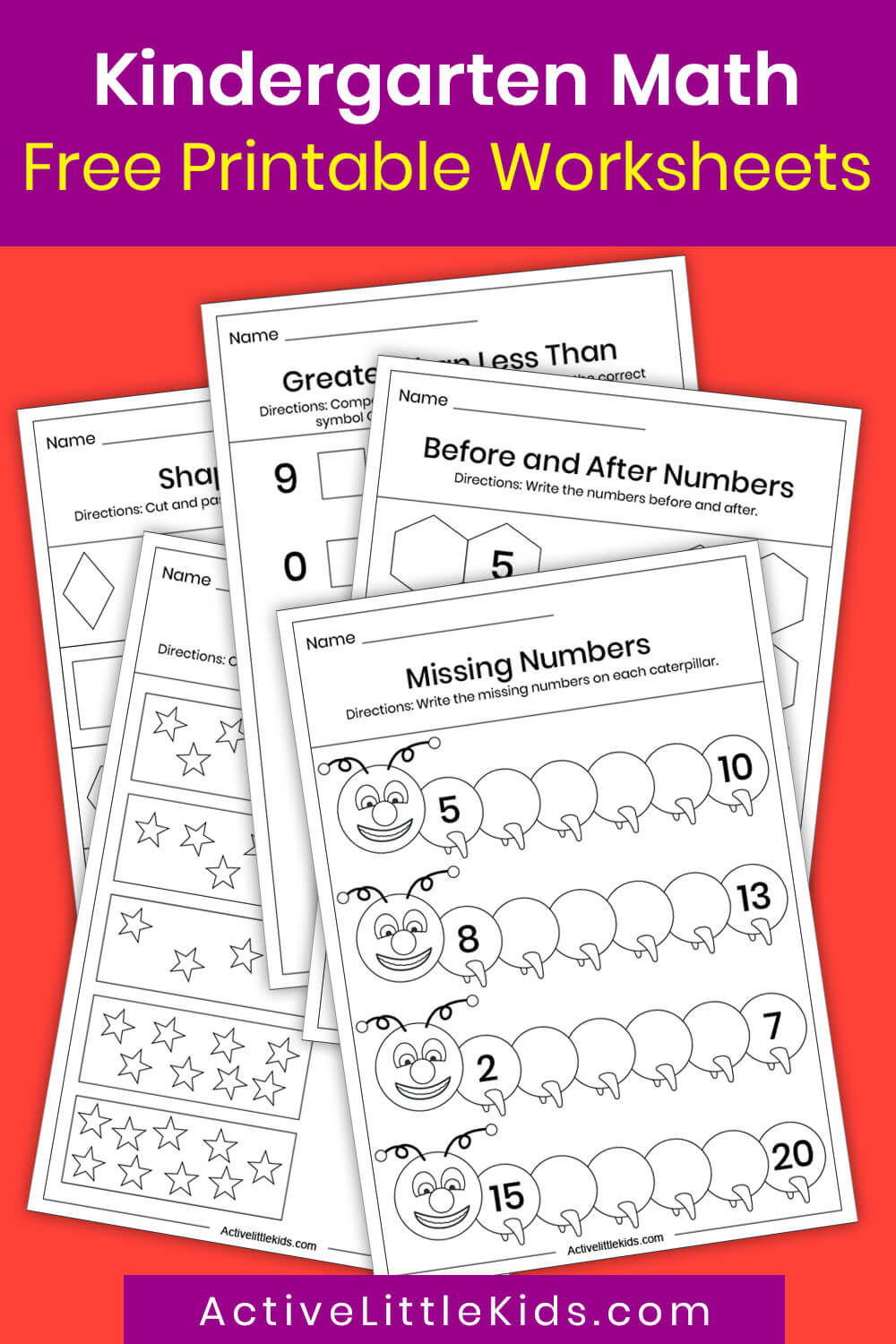 100+ Pages FREE Math Worksheets for Kindergarten - Active Little Kids