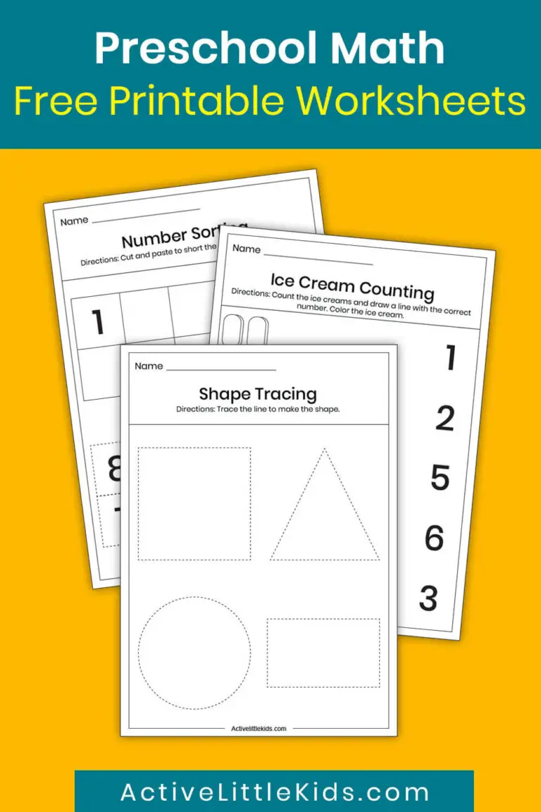 Free Preschool Math Worksheets - Active Little Kids