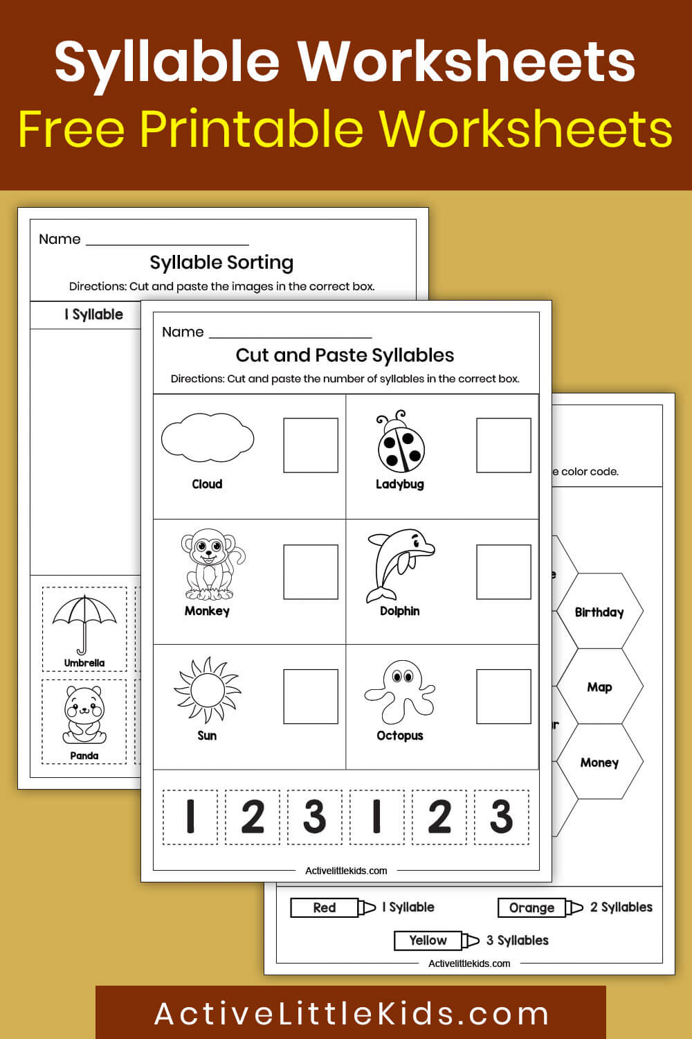 Free Syllable Worksheets for Kindergarten - Active Little Kids