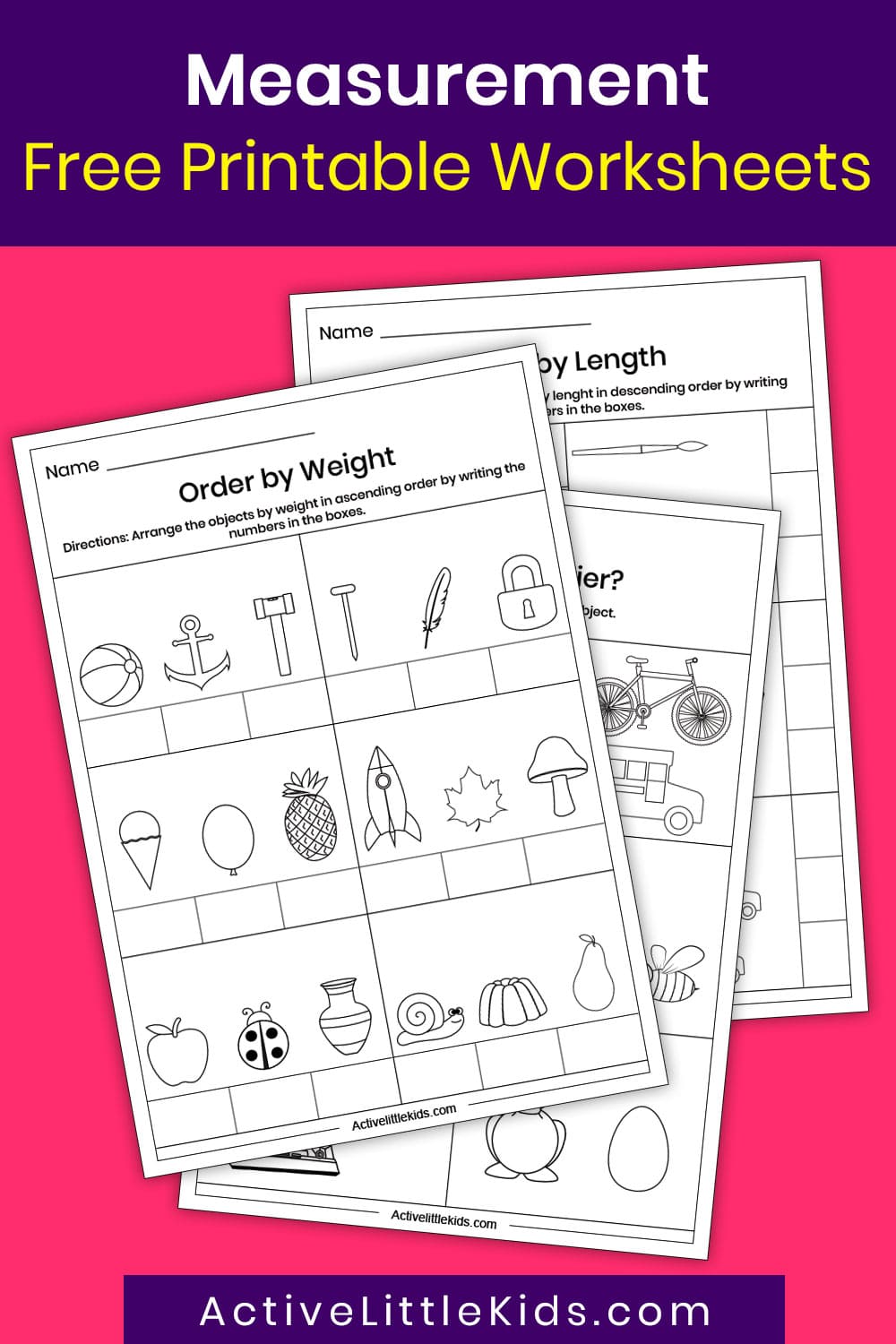 Free Kindergarten Measurement Worksheets - Active Little Kids