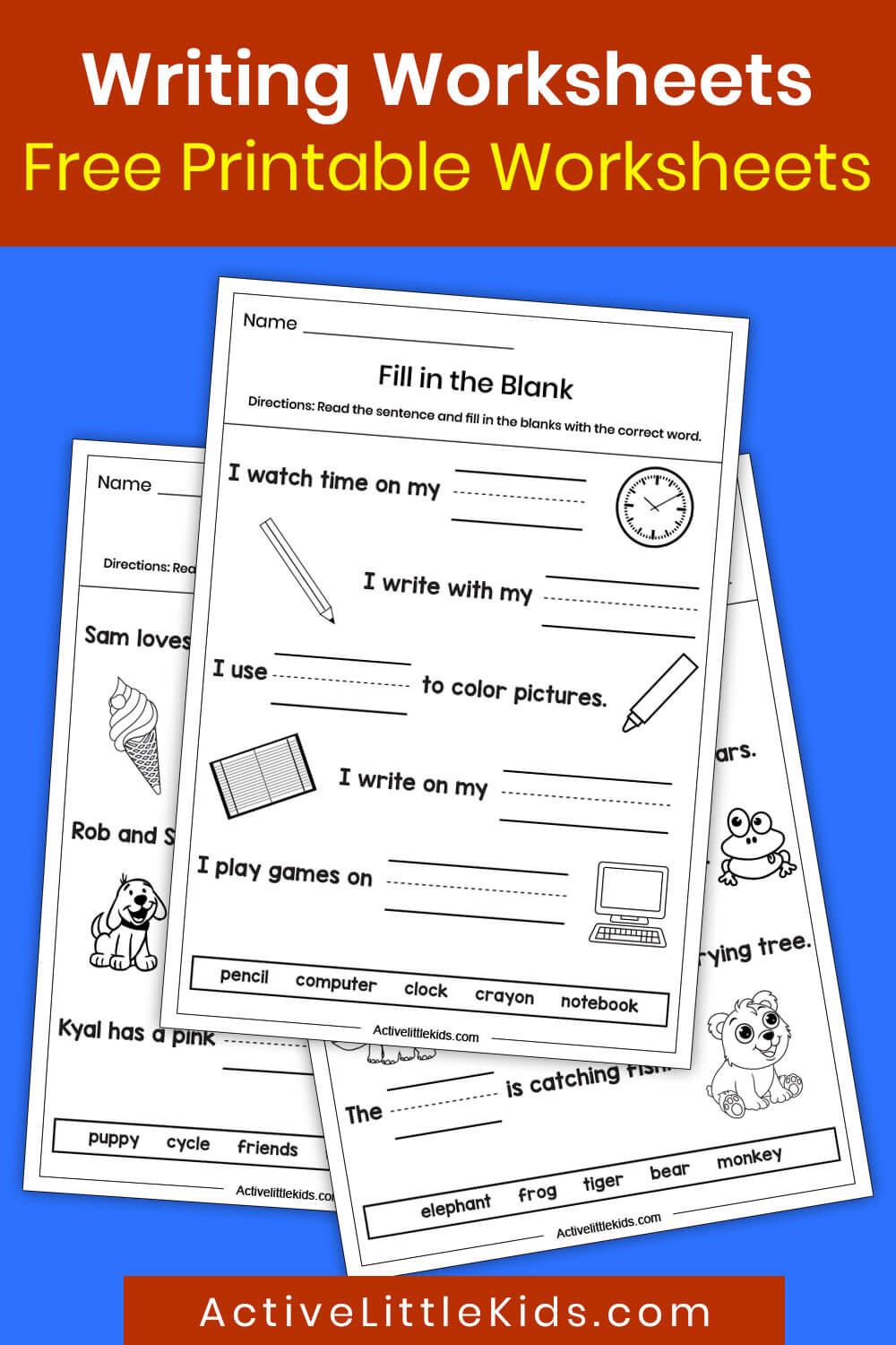 Kindergarten Writing Worksheets for Free - Active Little Kids