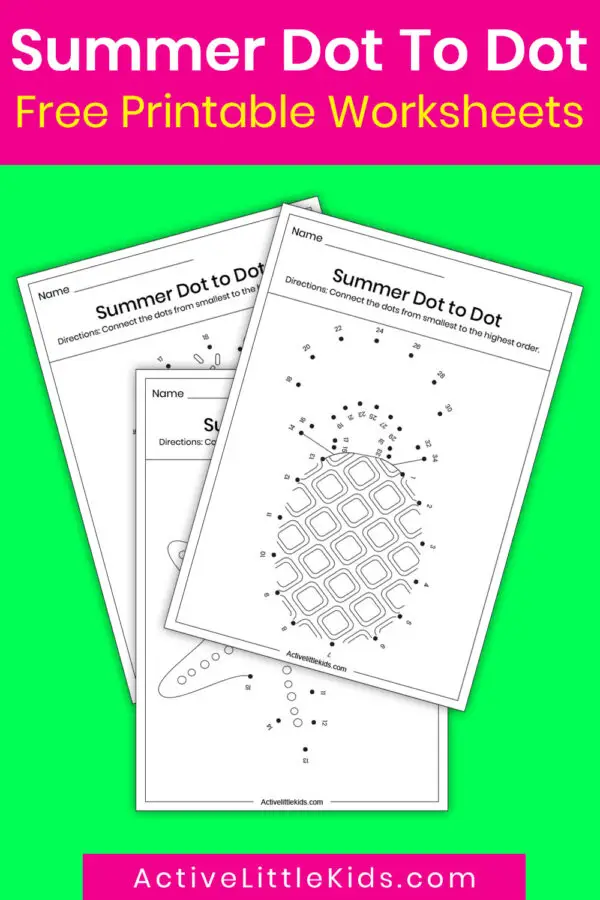 Summer dot to dot for kindergarten - Active Little Kids