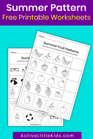 Summer pattern worksheets for kindergarten - Active Little Kids