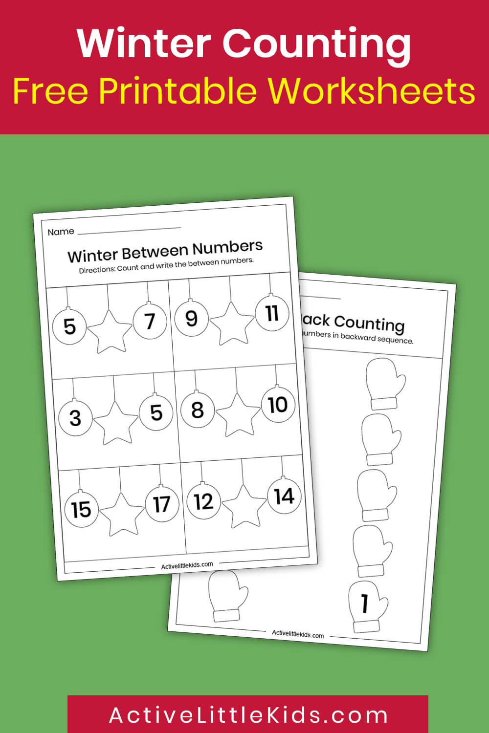 Winter Counting Worksheets for Kindergarten - Active Little Kids
