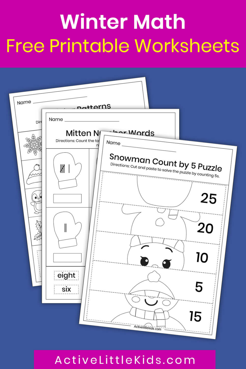 Winter Math Worksheets for Kindergarten - Active Little Kids