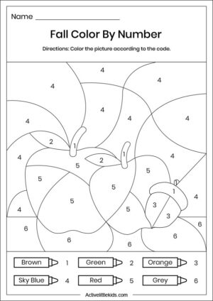 Fall color by number worksheets - Active Little Kids