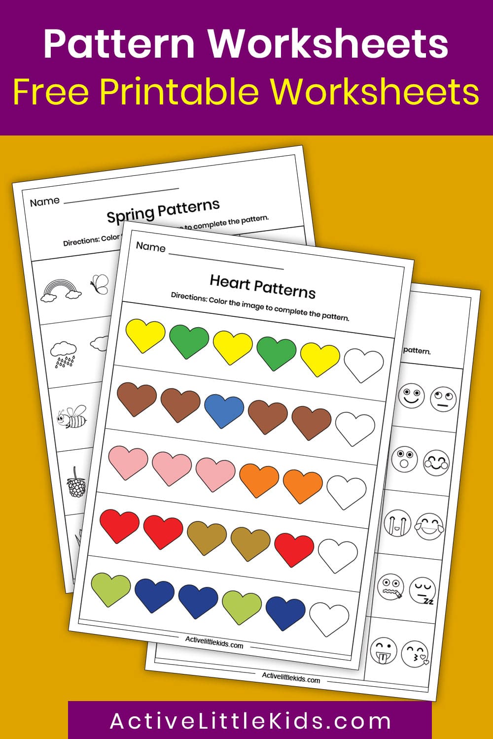 Free Kindergarten Pattern Worksheets - Active Little Kids